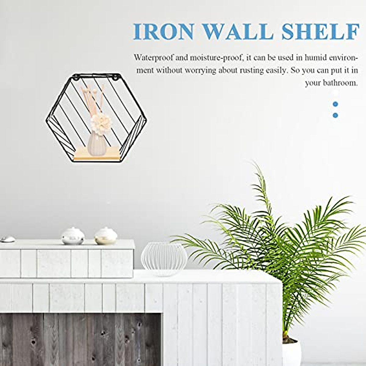 VORCOOL Wall Mounted Honeycomb Floating Shelves Metal Wire Geometric Floating Shelf for Living Room Bedroom Kitchen and Office (Black)