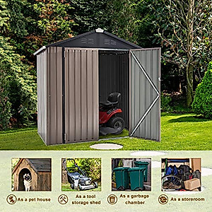 U-MAX 6 x 6FT Outdoor Storage Shed, Lockable Bike Shed,Garden Shed &Tool Shed for Backyard, Patio, Lawn