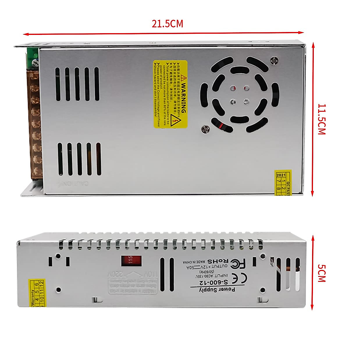 nomal DC Power Supply 12V 50A AC Converter DC Adapter Universal Regulated Switching Power Supply 12Volt 600W Power Supply for CCTV Radio Computer Project