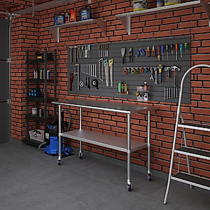 AmGood 24 in. x 60 in. Stainless Steel Work Table with Wheels | Metal Kitchen Food Prep Table | NSF