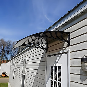 JOYSAND 40"x40" Window Door Awning, Polycarbonate Entry Door Outdoor Patio Awning Canopy, Front Door Awning for Sun Shutter, UV, Rain and Snow Protection, Hollow Sheet
