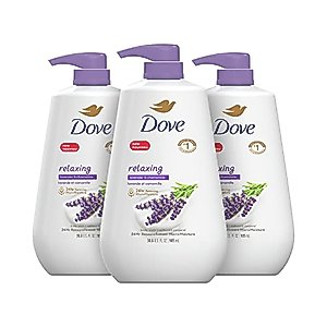 Dove Body Wash with Pump Relaxing Lavender Oil & Chamomile 3 Count for Renewed, Healthy-Looking Skin Gentle Skin Cleanser with 24hr Renewing MicroMoisture 30.6 oz