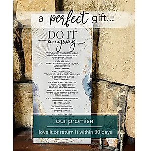 DEXSA Mother Teresa Quote Wood Plaque - Made in the USA - 5.5 in x 12 in - Classy Vertical Frame Wall Hanging Decoration |Do it Anyway - Mother Teresa | Christian Family Religious Home Decor Saying