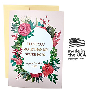 Sleazy Greetings Funny Mothers Day Card From Daughter Son | Cute Happy Birthday Card For Mom | Adult Dirty Humorous Mother’s Day Appreciation Card | More Than My Sister Card