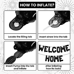 KatchOn Black Welcome Home Balloons - 16 Inch | Welcome Home Banner for House Warming Decoration Party | Family Gathering Banner