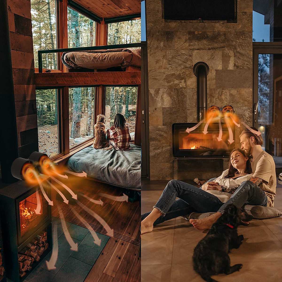 FUTURESUN Wood Stove Fan Heat Powered, 10 Blades Fireplace Fan Non Electric for Wood/Log Burner/Fireplace, Eco Friendly Efficient Heat Activated Fan for Home Heat Distribution, Dual Motors