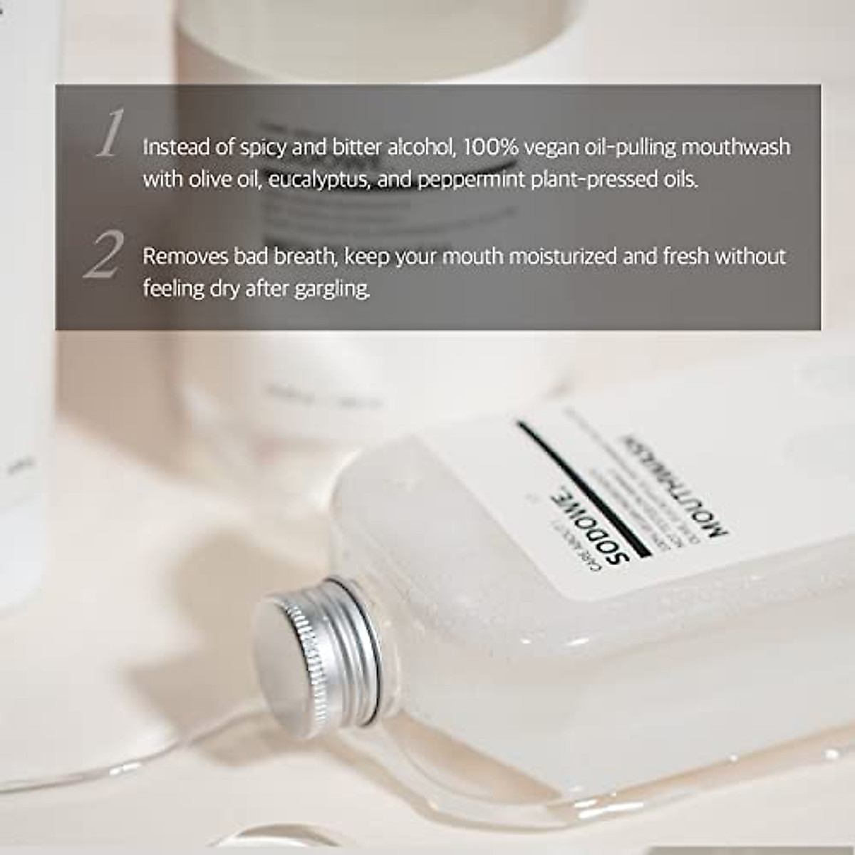 SODOWE. Vegan Oil-Pulling MOUTHWASH, 9.46 fl oz, Colorless and Odorless, Non-Alcohol Oral Rinse