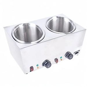 Cheese Warmer with Pump, Electric Nacho Cheese Dispenser with 2 * 2L Insert Pots, Stainless Steel Hot Cheese Dispenser for Salad Jam Seasoning Sauce