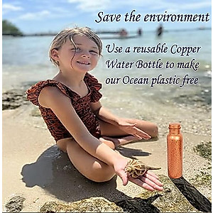 INDTRESOR Pure Copper Water Bottle - Handcrafted - Ayurveda health benefits - Large 35 oz - Leak proof - Easy to carry for Sports, Fitness, Yoga, School -Glade Pattern Natural Copper Finish