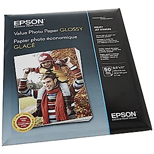 Epson Value Photo Paper Glossy, Letter, 50 Sheets (S400031)