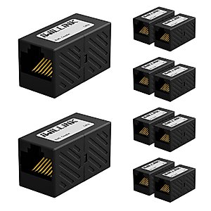 Iwillink RJ45 Coupler Ethernet Connector, Female to Female RJ45 Connector for Cat7 Cat6 Cat5e Cat5 Ethernet Cable, Extender Adapter, 10 Pack, Black