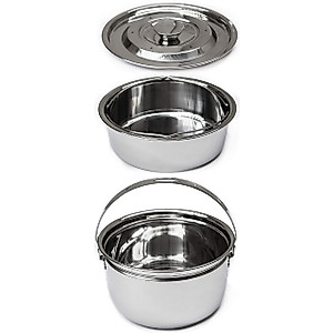 Hatrigo Multi-Purpose Bowl Stackable Steamer Insert Pans for Pot in Pot with Handle Lid, PIP Compatible with Instant Pot Accessories 6 qt 8 qt only, Ninja Foodi Instapot Accessory (7.5 in x 4.5 in)