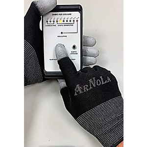 ARNOLA 2 Pairs Black Anti Static Gloves Top Fit Fingertip 13G Carbon Fibers PU Coated ESD Safety Work Gloves (2, Large)