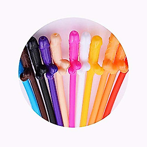 Dic Straws - Multi Colour Pack of 20 straws with Sparkling Glitter pack - Perfect for Bachelorette Party Supplies, Bachelorette Games, Bridal Shower Decorations ,Bridesmaid Gifts and Gay Weddings