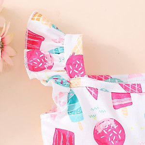 Girls Dresses Ice Cream Toddler Summer Dress White Flutter Sleeve Sundress School Party Outfits Kids Popsicle Tutu 3t / 2-3 Years