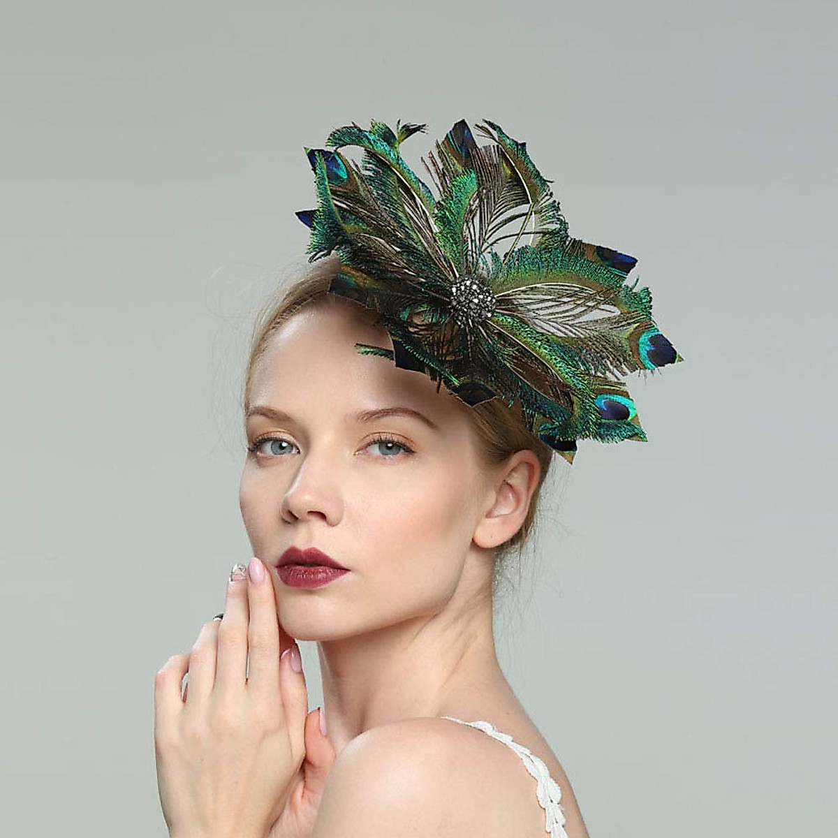 VIMARO Peacock Fascinator Hat, Peacock Fascinators for Women, Tea Party Kentucky Derby Hats for Women