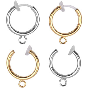Clip-on Earring Converter, 20 Pieces Non Piercing Earrings Hoop Earrings Components Pour Earring Making, Sliver and Gold