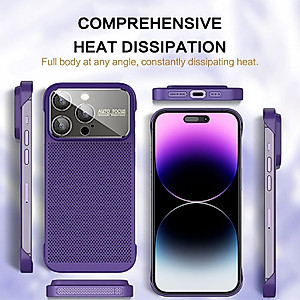 SARAYO Electroplating Heat Dissipation Phone Case for iPhone 14 13 12 Plus Pro Max,New Heat Dissipation Plating Fine Hole Protector Phone Case,Large Window Frameless Mobile Cover (12 pro max, Black)