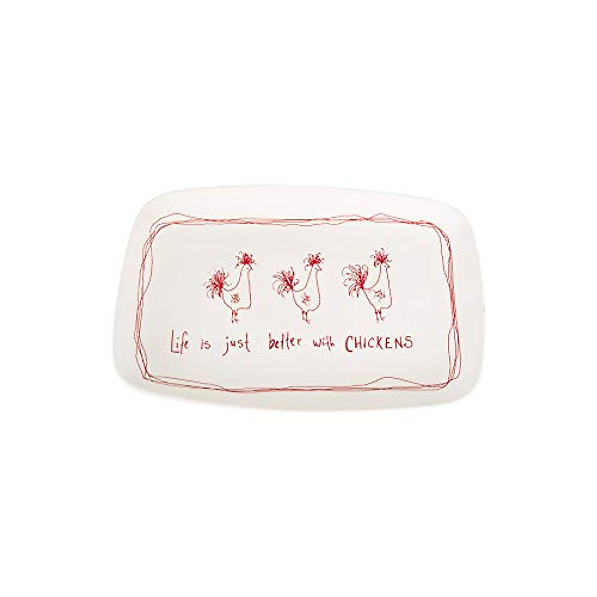 Creative Co-Op "Life is Just Better with Chickens" Stoneware Platter