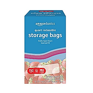 Amazon Basics Quart Food Storage Bags, 150 Count (Previously Solimo)
