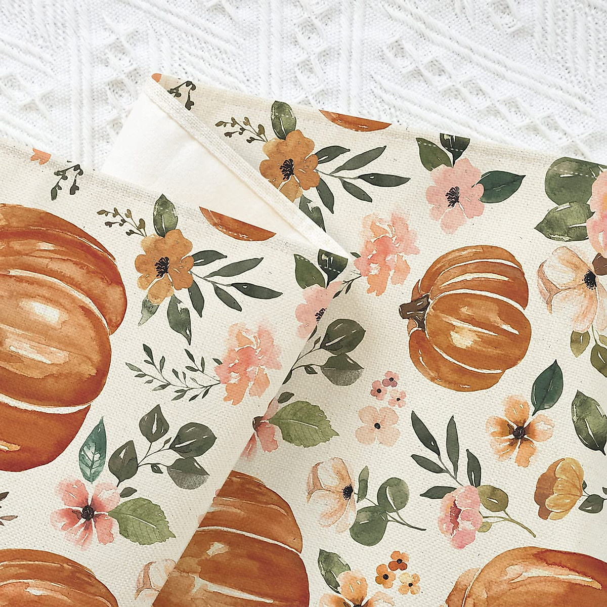 Sambosk Fall Pumpkin Table Runner, Autumn Thanksgiving Floral Table Runners for Kitchen Dining Coffee or Indoor and Outdoor Home Parties Decor 13 x 72 Inches SK095
