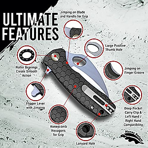 Western Active Honey Badger Small Pocket Knife EDC Claw Hawkbill Folding Utility Knife 2.75" Steel Blade, Reversible Pocket Clip, Folding Pocket Knife - (2.9oz) Claw Smooth Small Black HB1141