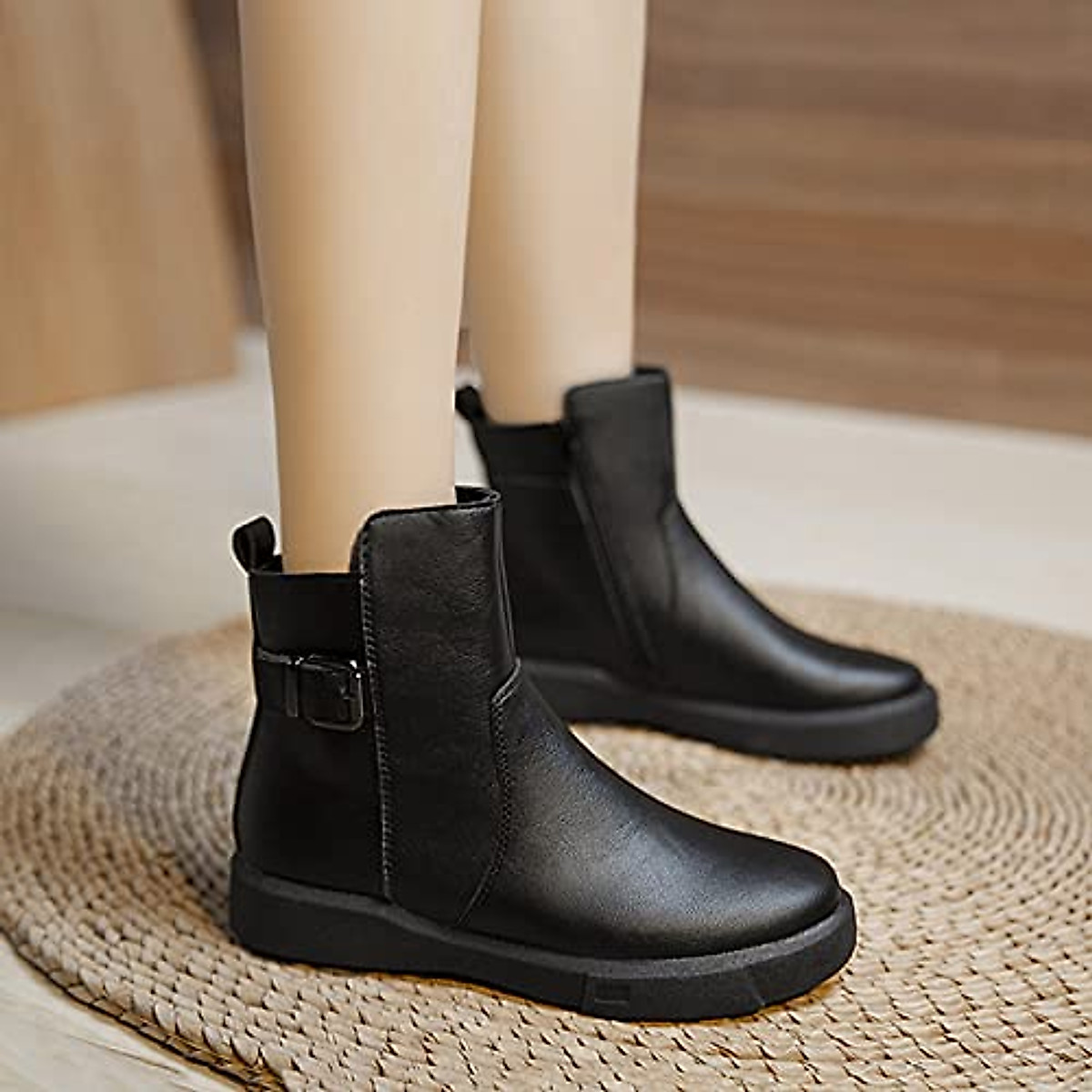 hot pink cowboy boots solid comfortable square heels buckle strap short booties round toe shoes high heel casual suede boots for women garden boot