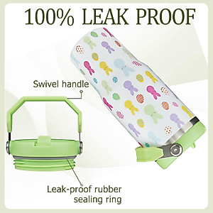 HOWSEESNOW 30oz Easter Tumbler with Handle and Straw, Colorful Rabbits Insulated Tumbler, Leak Proof Travel Coffee Mug, Reusable Stainless Steel EasterEgg Tumbler, Easter Gifts for Women