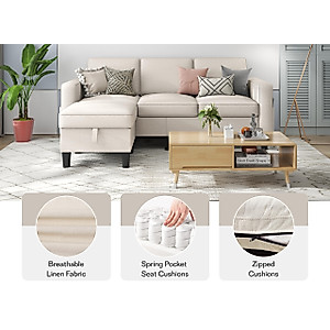 Woyomeub Sectional Sofa 78" Couch Couches for Living Room with Storage Ottoman Beige Modern L Shaped 3 Seater Sofas for Small Space Dorm APT