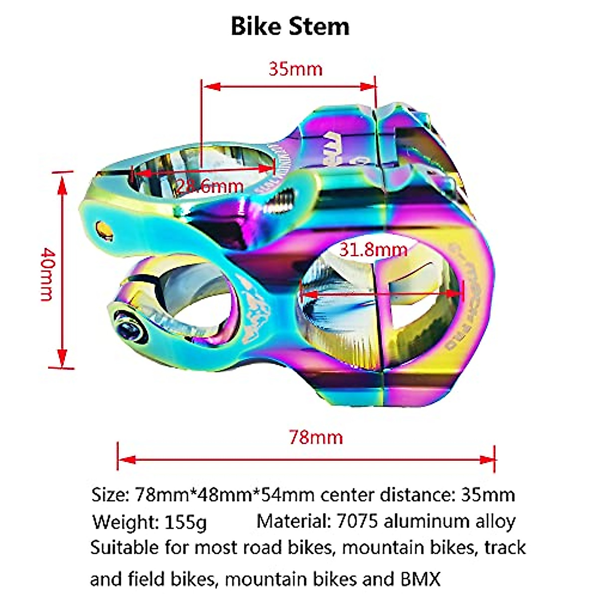 HAIDAOYING 2pcs Bike Stem Mountain31.8mm Bike Stem Short Bicycle Handlebar Stem for Aluminum Alloy Stem for Most Bicycle, Road Bike, MTB, BMX, Fixie Gear, Cycling Oil Slick Color