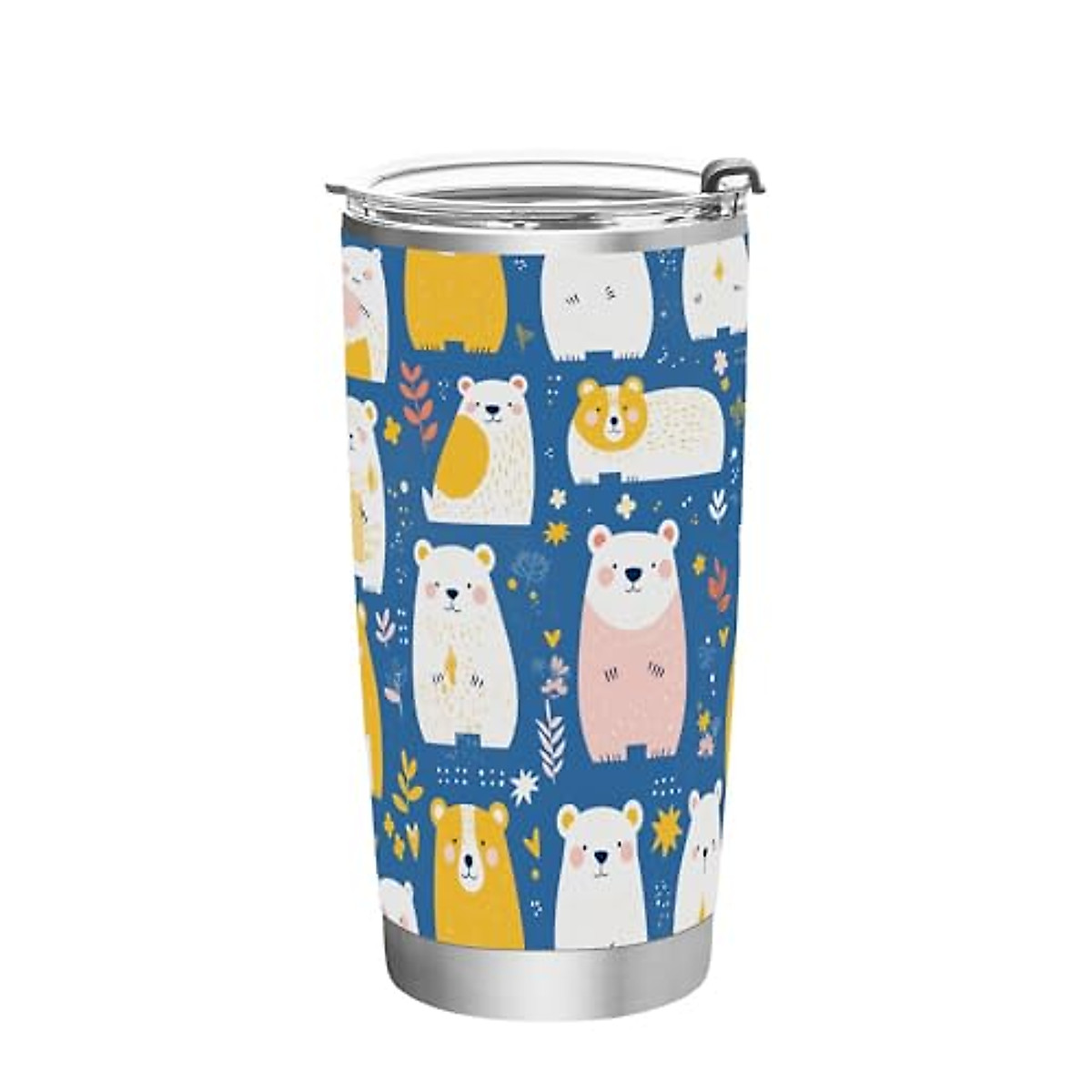 sanluoli Mr &mrs Bear Pink Blue Stainless Steel vacuum insulated water bottle Leak-proof Lid and Straw coffee mug for café cute tumblers with lids and straws 20 OZ