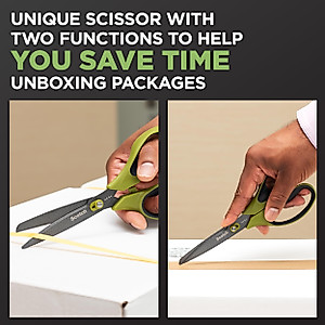 Scotch Non-Stick Unboxing Scissors, Dual-Function Scissors and Boxcutter, 8-inch