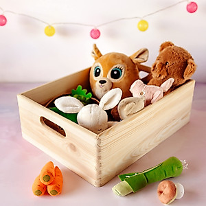 Creative Deco XL Wooden Crate Nesting Crate Handles | 15.74x11.81x5.1in | Large Display Storage Box Multi-Craft Caddy Nesting Crate | Natural Wood Rustic | Plain Unpainted Beige | Country Decor