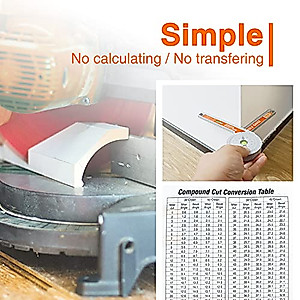 Mecurate Miter Saw Protractor, Inch/Metric Miter Protractor with Bobble Level, Miter Cut and Single Cut for Crown Molding