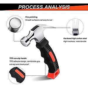 12 PCS Small Hammer 8 Ounce Mini Stubby Hammer for Women Men, Small Claw Hammers Lightweight Melt Claw Hammers Tool for Home Repair, Building, Household Work, Crafts Handmade Outdoor Camping, Tent Kit