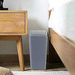 Ramddy 3-Pack 15 L Trash Can with Swing Lid, Plastic Garbage Bin, Gray