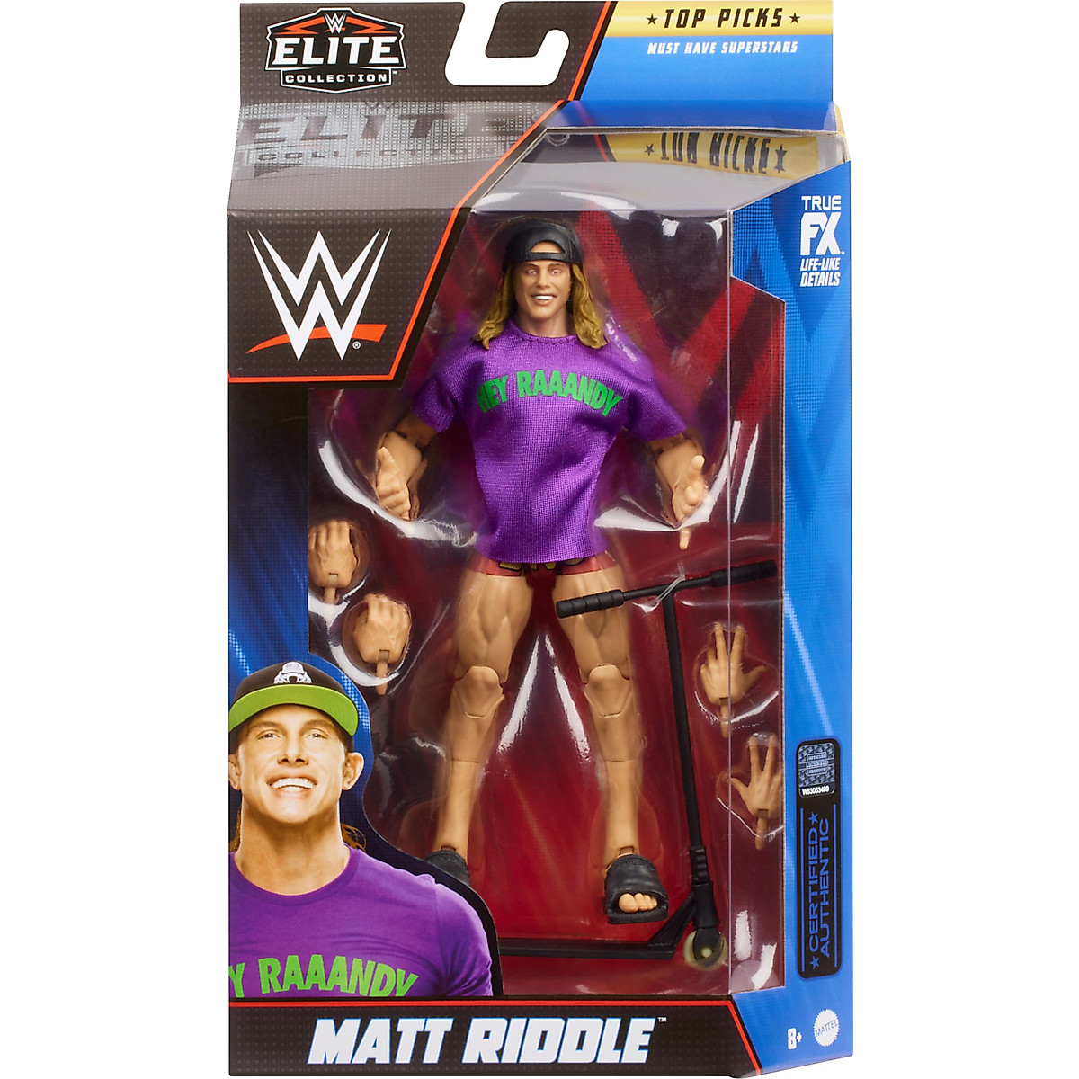 Mattel WWE Matt Riddle Top Picks Elite Collection Action Figure, Articulation & Life-Like Detail, Interchangeable Accessories, 6-inch