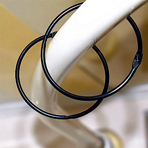 Black Shower Curtain Rings 2 Inch (12 Pack) Metal Round Ring Rustproof for Bathroom Rod