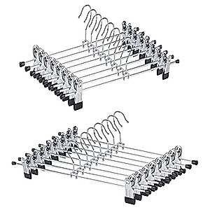 20 Pack Pant Hangers Skirt Hangers with Adjustable Clips Metal Trouser Clip Hangers Slack Hangers Durable Ultra Thin Space Saving Hangers