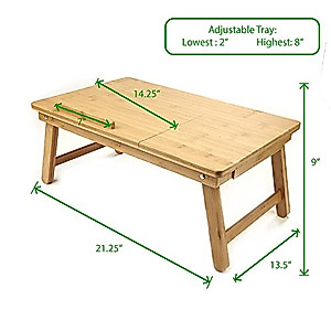 Mind Reader Laptop Lap Desk Flip Top with Drawer, Foldable Legs, Breakfast Tray, Brown