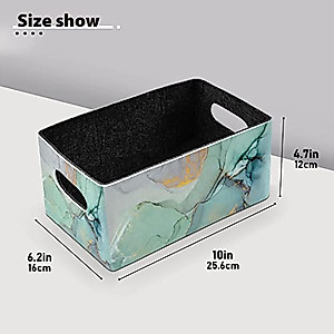 Kcldeci Colourful Marble Storage Bins Baskets for Organizing 2Pack, Blue Green Jade Texture Purple and Gold Stripes Sturdy Storage Basket Foldable Storage Baskets for Shelves Closet Nursery Toy
