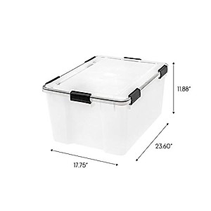 IRIS USA 62.8 Quart Weathertight Plastic Storage Bin Tote Organizing Container with Durable Lid and Seal and Secure Latching Buckles, 4 Pack