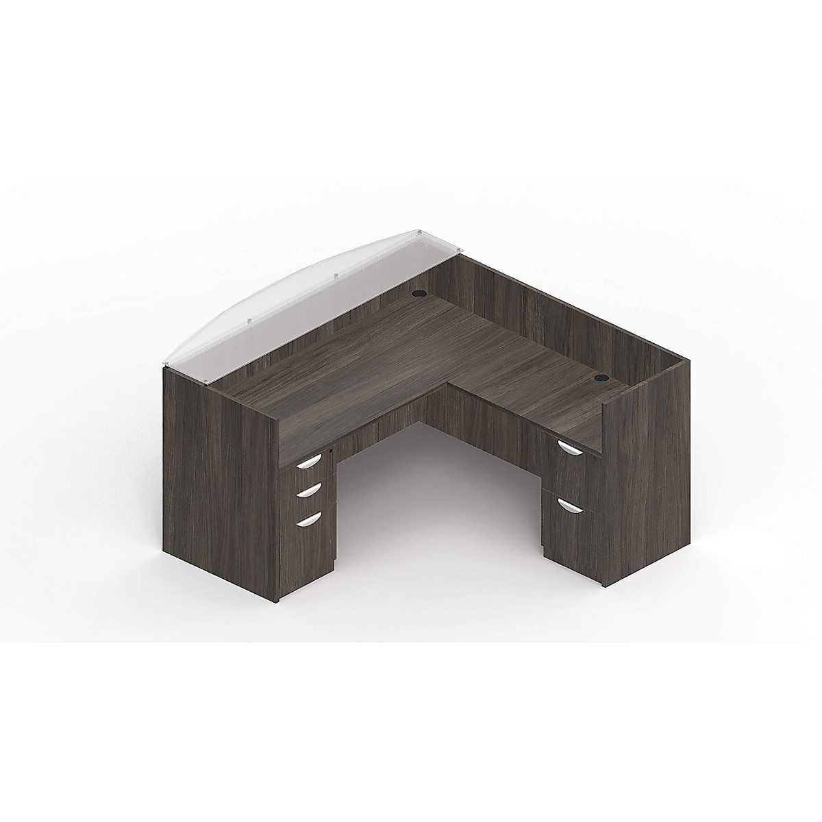 Offices To Go L Shaped Reception Desk with Glass Transaction Counter and 2 Sets of DrawersW/Drawers in (Artisan Grey)