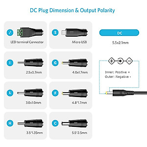 Belker 24W Multi Voltage 3V 4.5V 5V 6V 7.5V 9V 12V Universal AC DC Power Adapter Supply for Household Electronics - Max Amp 2000mA