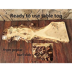 Table top from poplar burl slab, live edge table top, poplar burl, slab burl