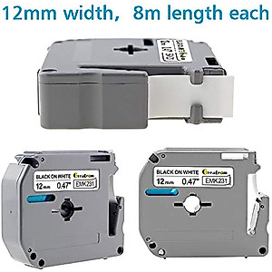 Greateam Compatible Label Tape Replacement for Brother MK-231 12mm 0.47inch Black on White Label Maker Tape use for Brother Label Maker PT80 PT-M95 PT70BM PT90 PT65 PT70 Tape Cassettes 4-Pack