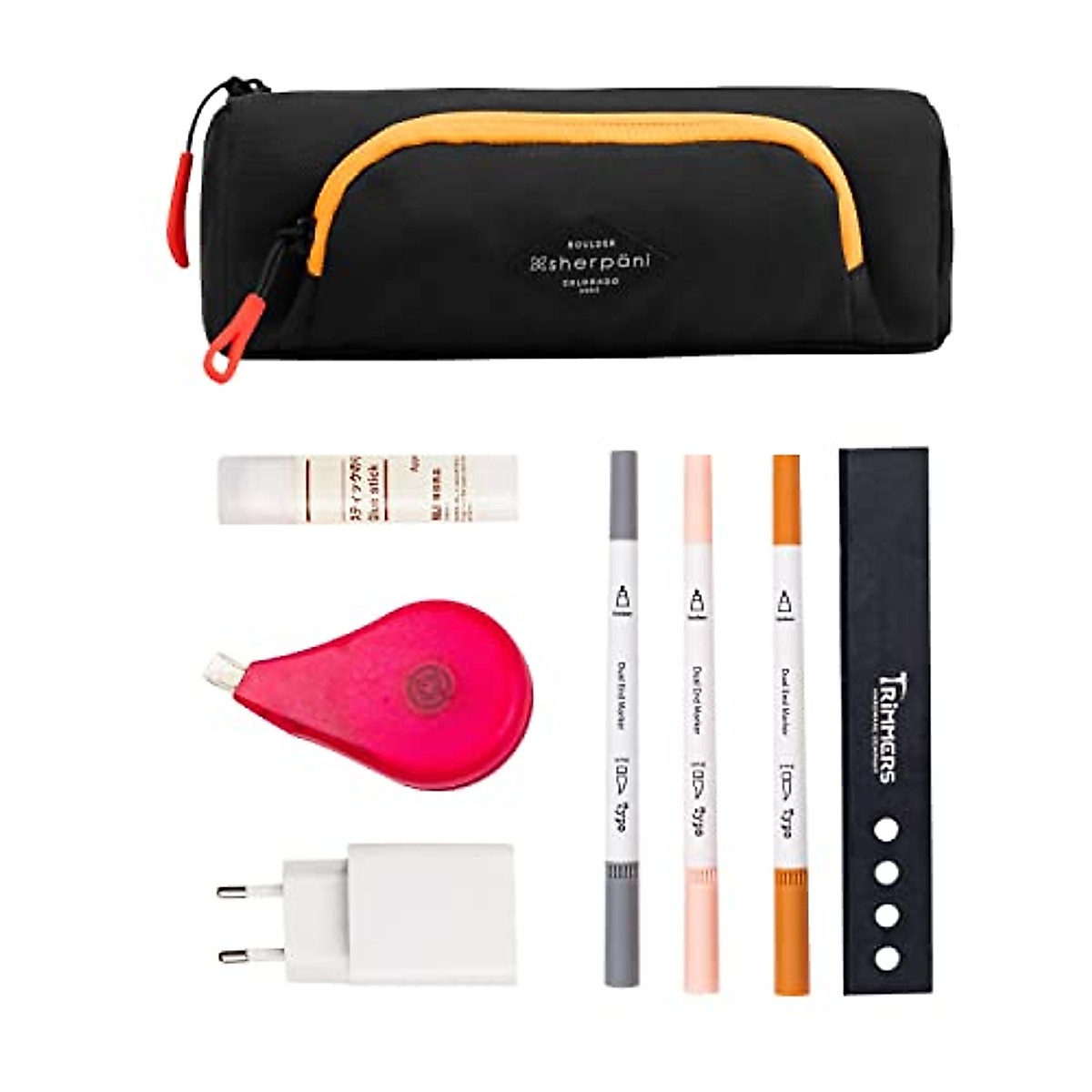 Sherpani Poet, Nylon Small Travel Pouch, Zipper Bag, Cute Portable Pen Case, Work Office Suppliers, Travel Organizer Accessories for Women (Chromatic)