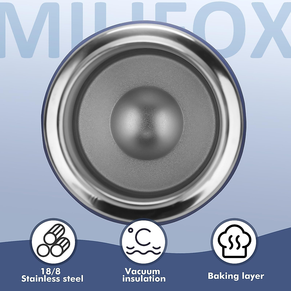 Milifox 12 oz Insulated Water Bottle, Double Wall Vacuum Insulated Stainless Steel Water Bottles - Wide Mouth Leakproof BPA Free Water Bottle with Chug Lid, 18 Hours Cold and 8 Hours Hot(Dark Blue)