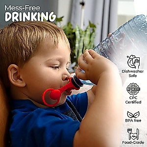 Lohalova Spill-Proof Water Bottle Spout Adapter for Kids - Water Bottle Adapter Toddlers and Adults - BPA Free Water Bottle Tops - Compact Silicone Sippy Cup Lids - 4 Pack Red Blue Green Yellow