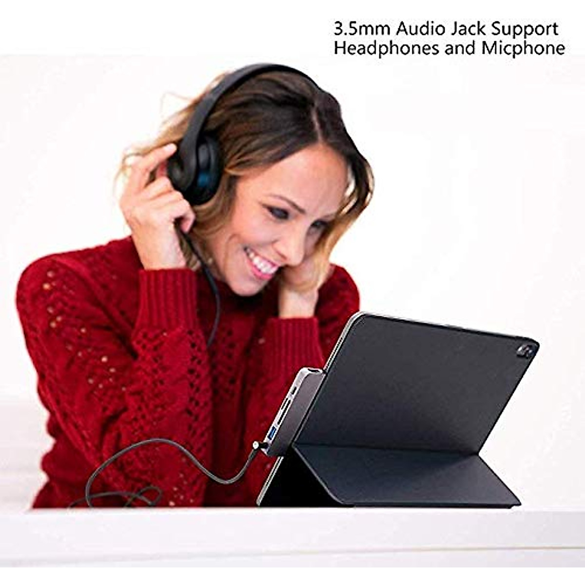 HyperDrive 6-in-1 USB C Hub HDMI 4K 60Hz - PD 60W, Audio Jack, SD/MicroSD, USB-A Compatible w/iPad Pro Air 2020 2019 2018, M1 iPad Pro 2021, Space Gray